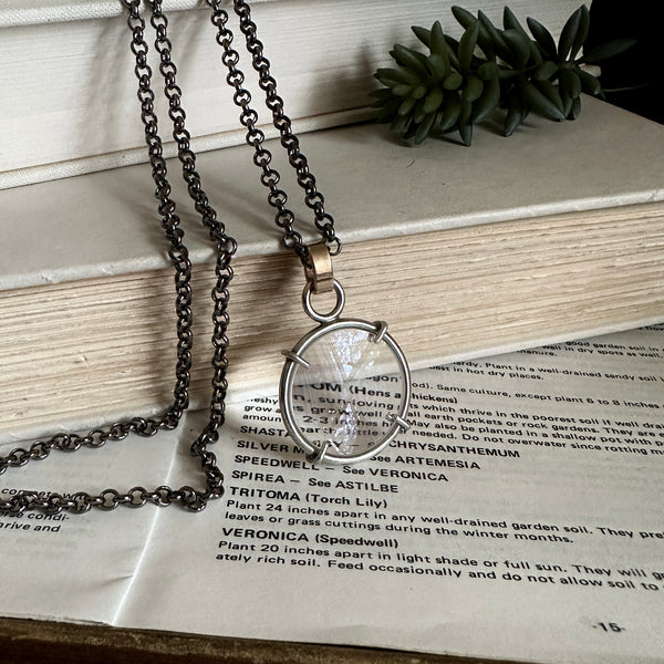 5x Magnifying Glass Monocle Necklace - Sterling w/ Brass - Mini 1" Len ...